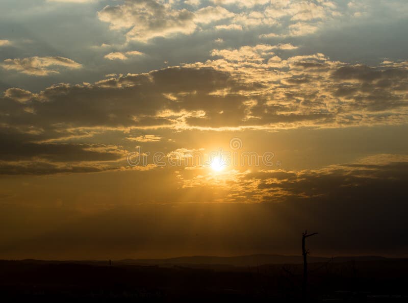 Sunrise with with Clouds at Spring Time Stock Image - Image of middle ...