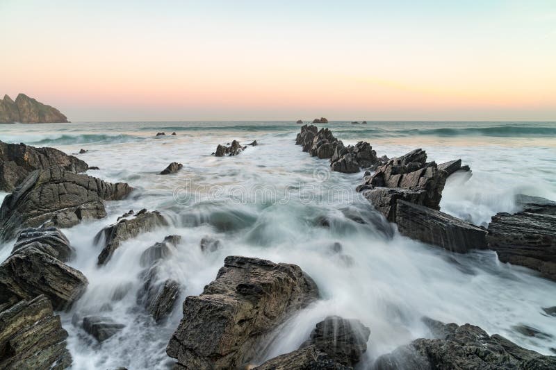 Sunrise at the Coast - the Bay of Biskay Stock Image - Image of ...