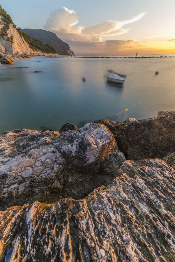 Sunrise on the Coast of Conero, Marche, Italy Stock Photo - Image of ...