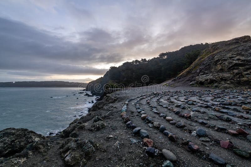 Lands End Labyrinth and the Coastal Trail Stock Photo - Image of ...