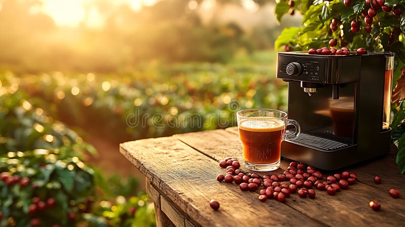 Coffee Plantation. Landscape with Coffee Trees. Generative AI Stock ...