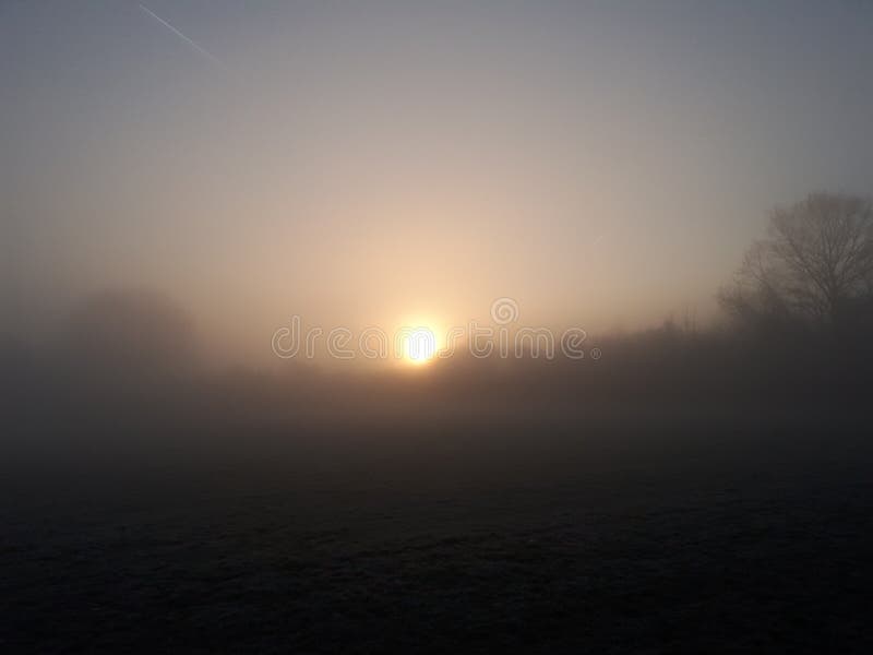 Sunrise on a Cold Misty Winters Morning Stock Image - Image of ...