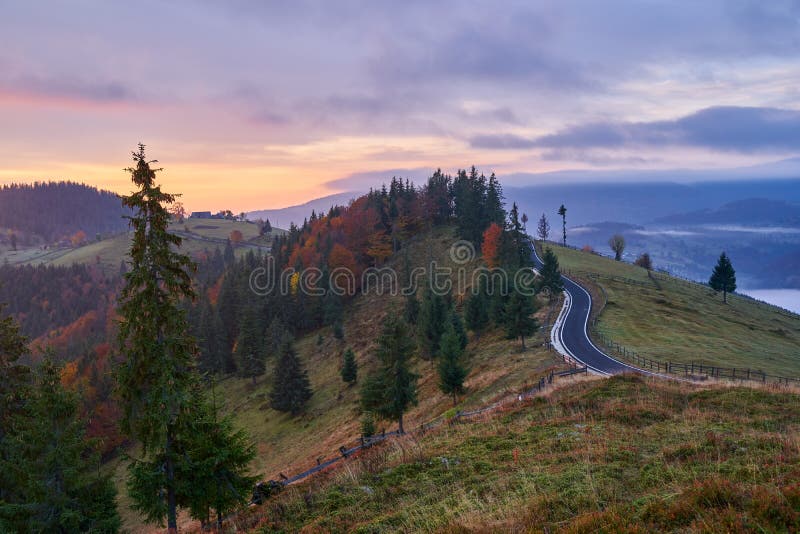 Sunrise in a Cold November Morning in the Mountains Stock Photo - Image ...
