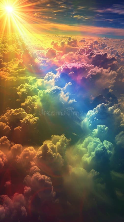 Sunrise with Colorful Clouds and Rainbow Hues Stock Photo - Image of ...