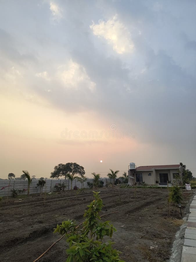 Sunrise in a Country Side Farm House Stock Photo - Image of vegetation ...