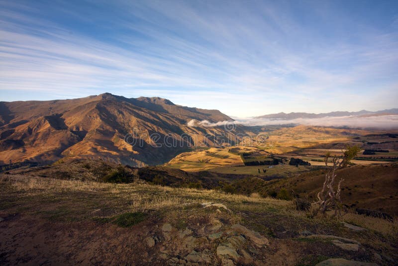 Sunrise - Crown Range Mountains, New Zealand Stock Image - Image of ...