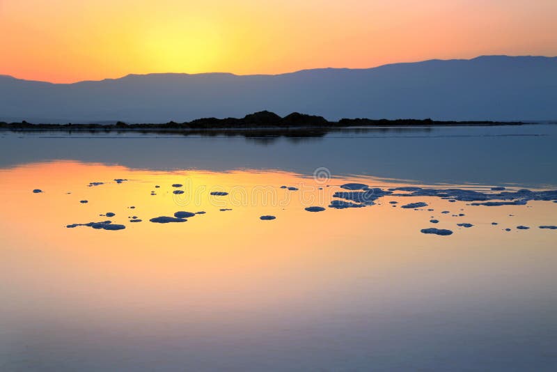 Sunrise and Dawn of the Dead Sea Stock Image - Image of israel, orange ...