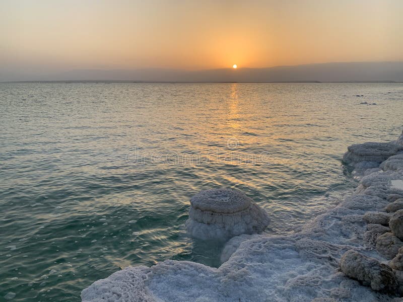 Sunrise at the Dead Sea stock photo. Image of pattern - 223972736