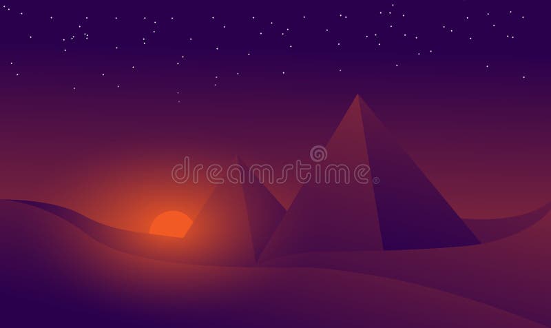 Sunrise On The Desert And Pyramid Stock Photo - Image of desert, glare ...