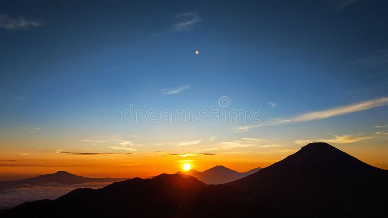Sunrise from Dieng Mountain Java Top of Sky Stock Photo - Image of ...