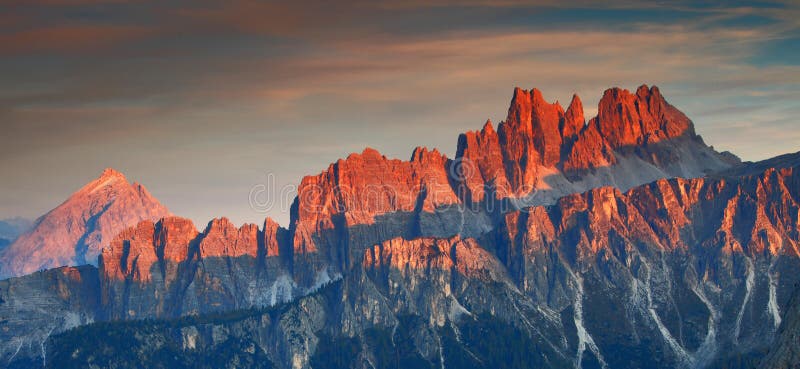 Sunrise in the Dolomites stock photo. Image of scene - 14316206