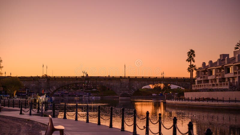 Sunrise Down by the River Bridge Stock Image - Image of everyone, place ...