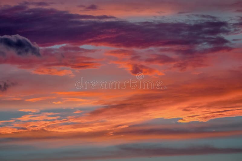 Sunrise Dramatic Sky with Clouds in a Row, Colorful Cloudscape Stock ...