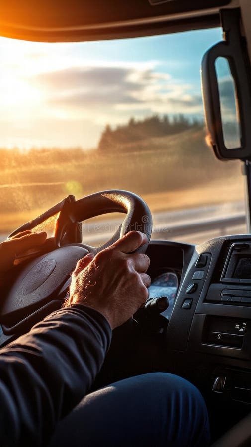 Sunrise Drive, a Moment of Tranquility Behind the Wheel Stock ...