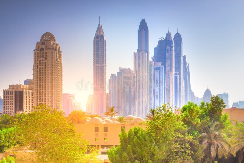 Dubai Cityscape. Colorful Dubai Cityscape. Stock Image - Image of city ...