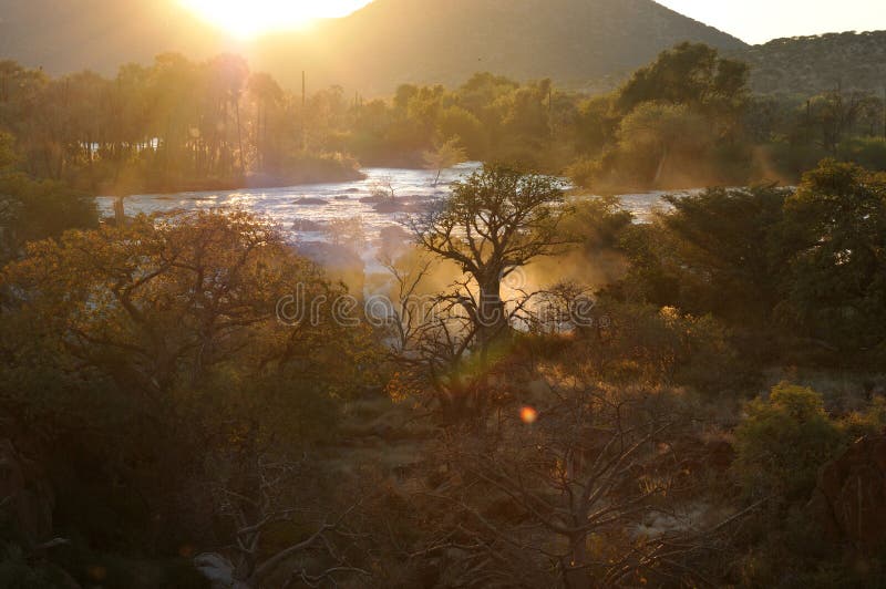Sunrise at the Epupa Waterfall, Namibia Stock Photo - Image of africa ...