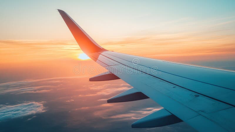 Sunrise Flight: Capturing the Magic from Above the Clouds Stock Photo ...