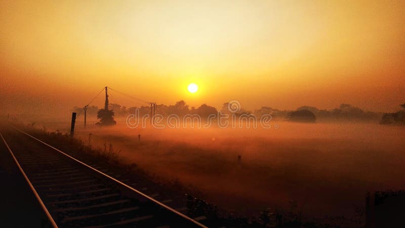 Sunrise stock image. Image of railway, sunrise, track - 134280077