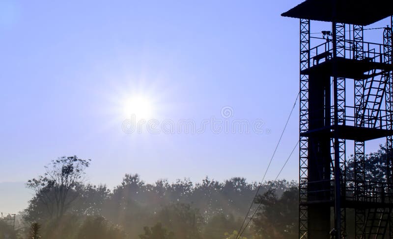 Sunrise and 34-foot Tower To Practice Parachute Drill Stock Image ...