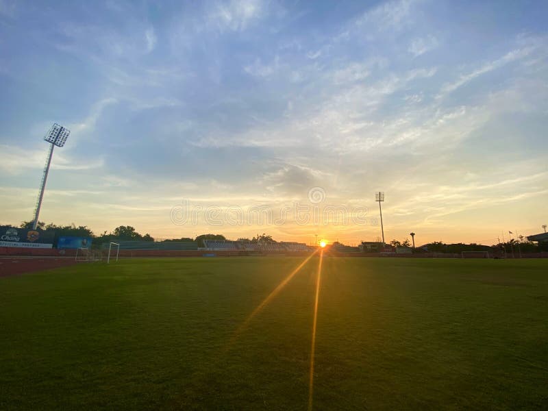 Sunrise at the Football Field Stock Photo - Image of reflection, nature ...