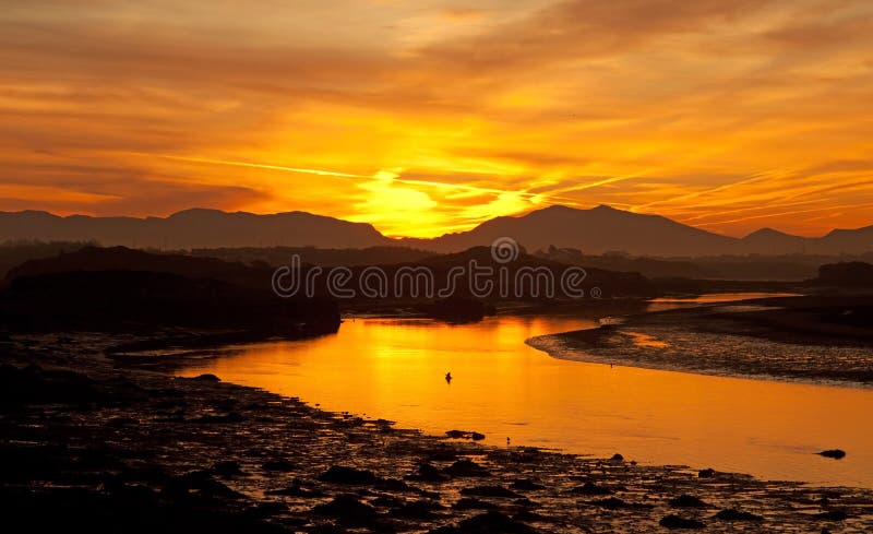Sunrise at Four Mile Bridge Stock Image - Image of wales, inland: 22438037
