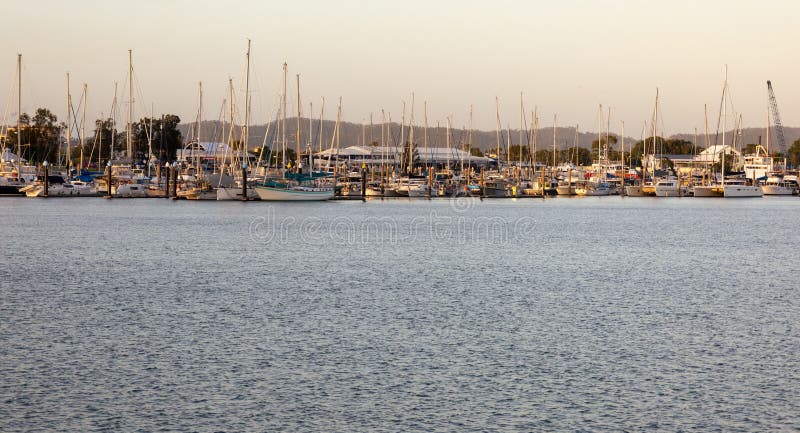 Sunrise at Gladstone Marina with Yachts at Moorings Editorial Stock ...