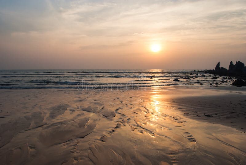 Sunrise in Goa stock image. Image of sand, dawn, shore - 140292167