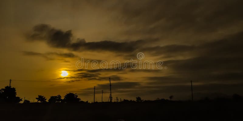 Sunrise Golden Sky with Moving Clouds Stock Image - Image of golden ...