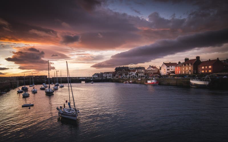 Sunrise at the Harbor of Dunbar in Scotland Editorial Stock Image ...