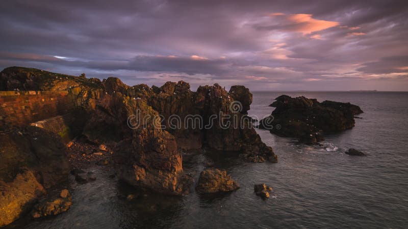 Sunrise at the Harbor of Dunbar in Scotland Stock Photo - Image of ...
