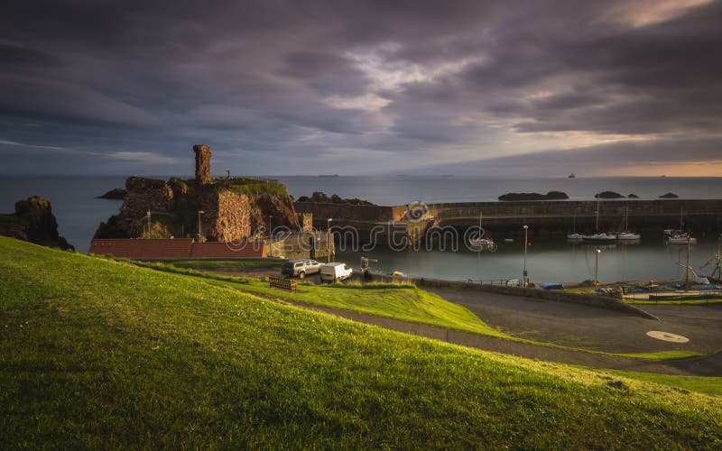 Sunrise at the Harbor of Dunbar in Scotland Stock Photo - Image of ...