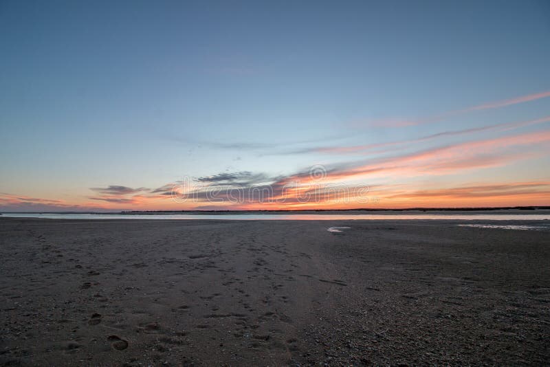 Sunrise Horizon Line on a Deserted Beach Stock Photo - Image of shore ...