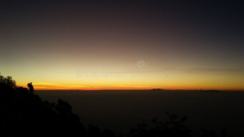 The Sunrise Horizon at Mount Lawu Stock Photo - Image of gunung, font ...