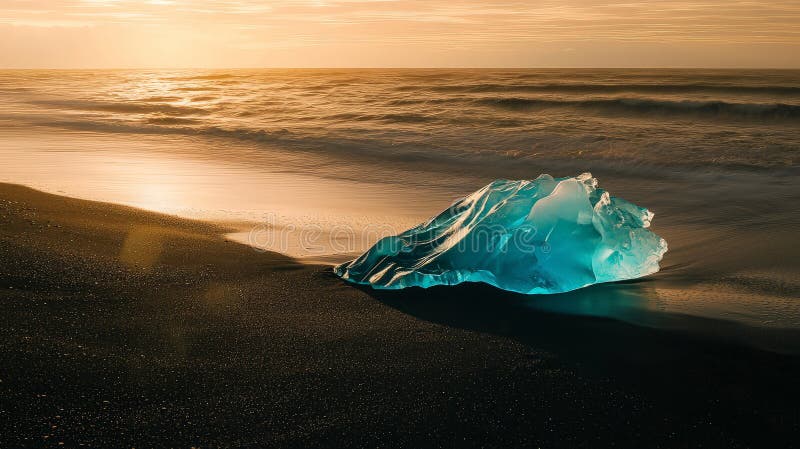 Sunrise Ice Beach Ocean Glacier Landscape Stock Image - Image of ...