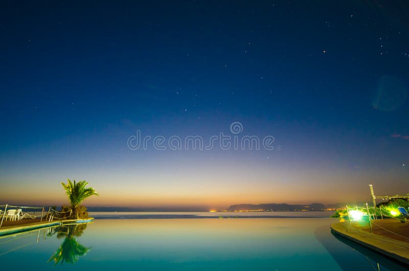Sunrise Infinity Pool stock photo. Image of shore, morning - 116675894