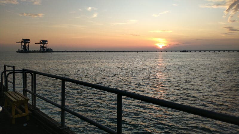 Sunrise at Jetty Area of Power Plant Stock Photo - Image of ocean ...