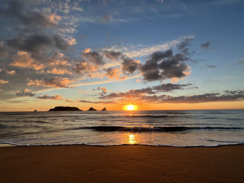 Sunrise at L`Estartit stock image. Image of rock, nature - 257907989