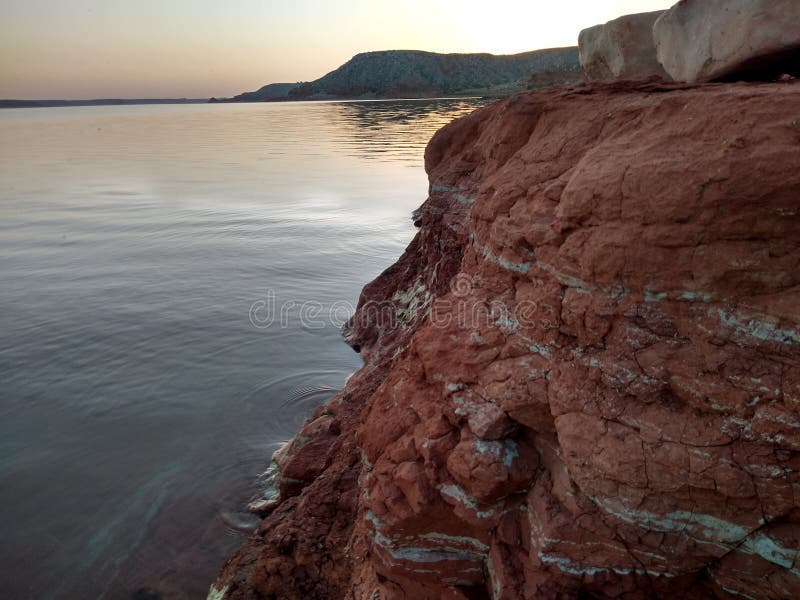 Sunrise on the Lake Water Levels Down Stock Photo - Image of cape ...