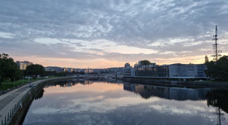Sunrise Landscape of Liege Belgium Editorial Image - Image of waterway ...