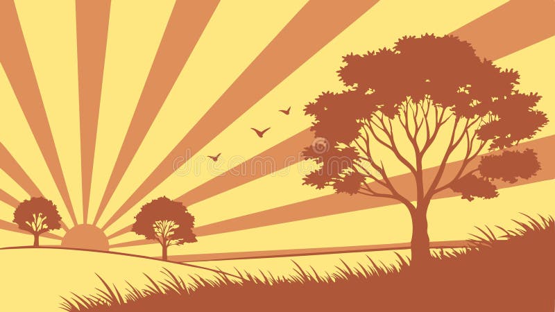 Sunrise Landscape with Tree, New Beginnings, Vector Design Generative ...