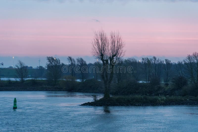 Sunrise at the Leek River in the Netherlands Stock Photo - Image of ...