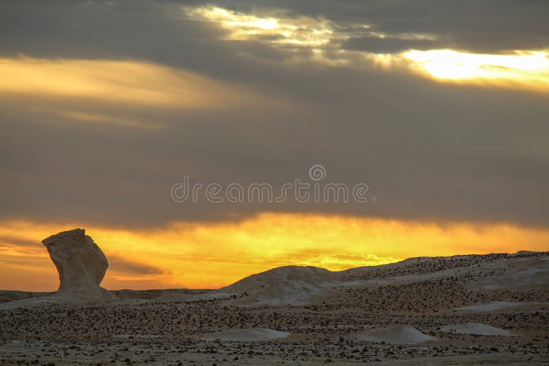 Sunrise in the Libyan Desert White Desert Limestone Formations in the ...