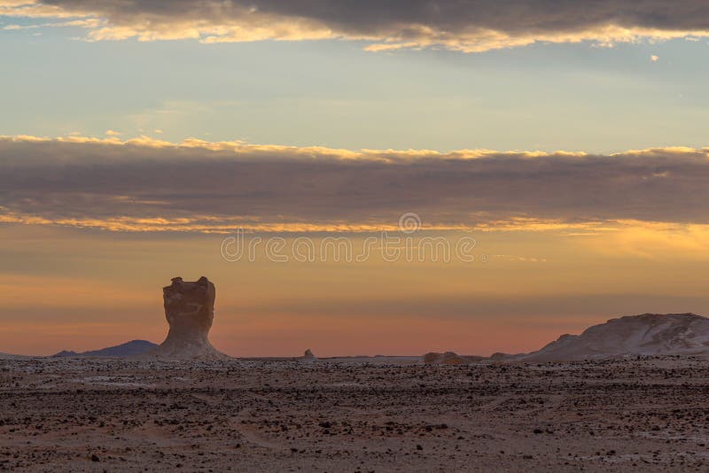 Sunrise in the Libyan Desert White Desert Limestone Formations in the ...