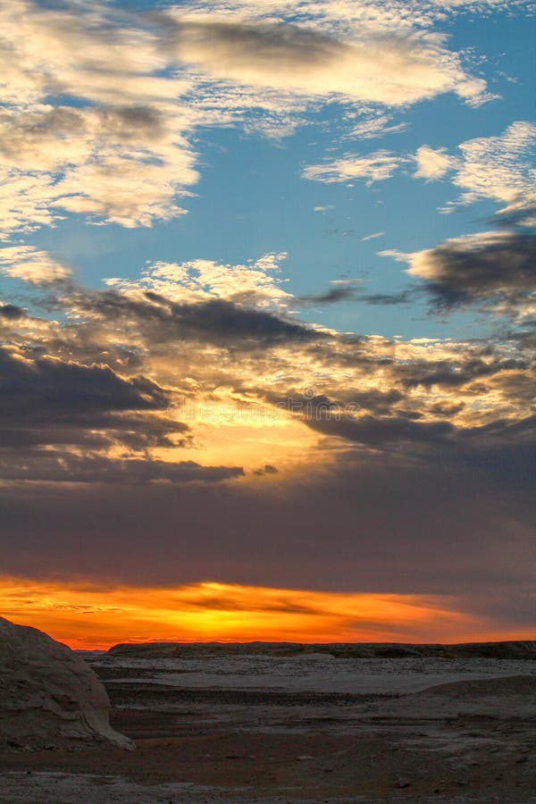 Sunrise in the Libyan Desert White Desert Limestone Formations in the ...