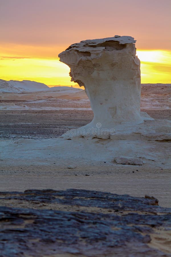 Sunrise in the Libyan Desert White Desert Limestone Formations in the ...