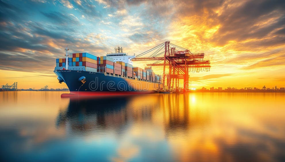 Sunrise Logistics and Transportation of Container Cargo Ship and Cargo ...