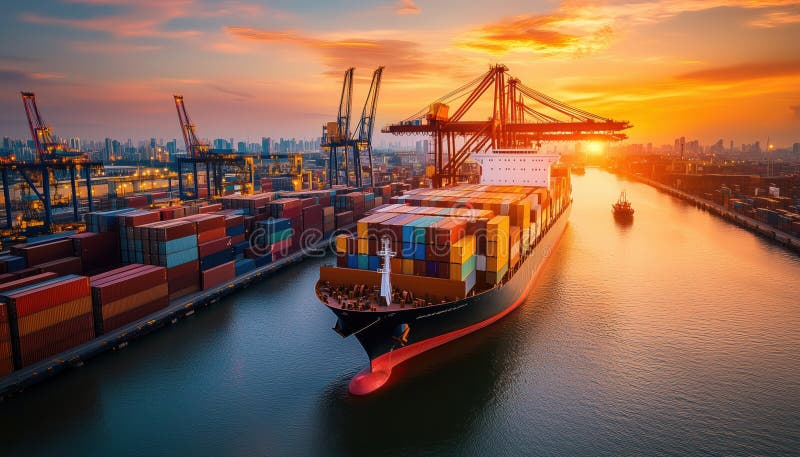 Sunrise Logistics and Transportation of Container Cargo Ship and Cargo ...