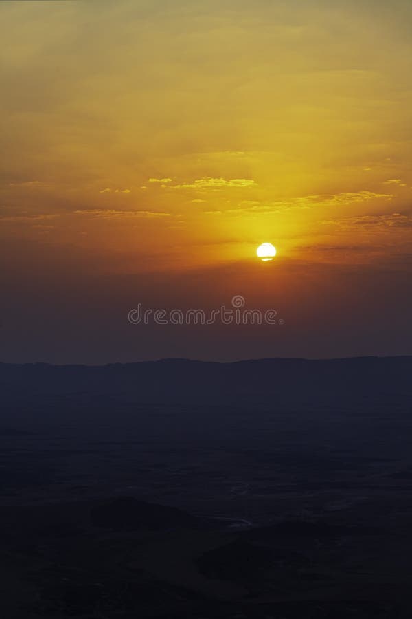 Sunrise at Makhtesh Ramon Israel. the Sun is in the Clouds Stock Image ...