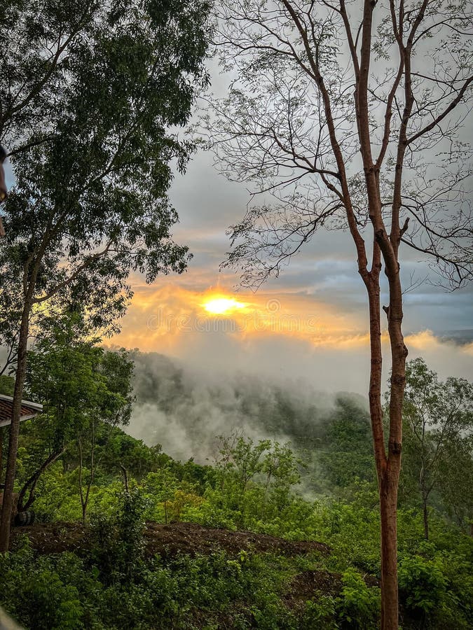 Sunrise in Mangunan Forest YOGYAKARTA Stock Image - Image of mangunan ...