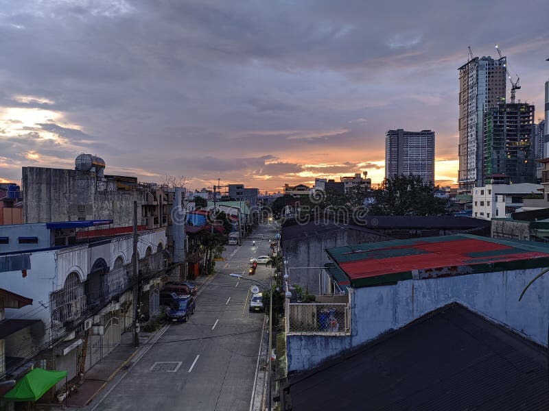Sunrise in Manila stock image. Image of city, skyscraper - 205445953